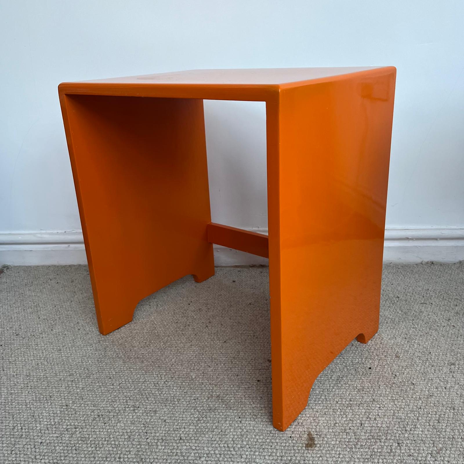 Orange lacquered hi gloss Side Table - rediscova